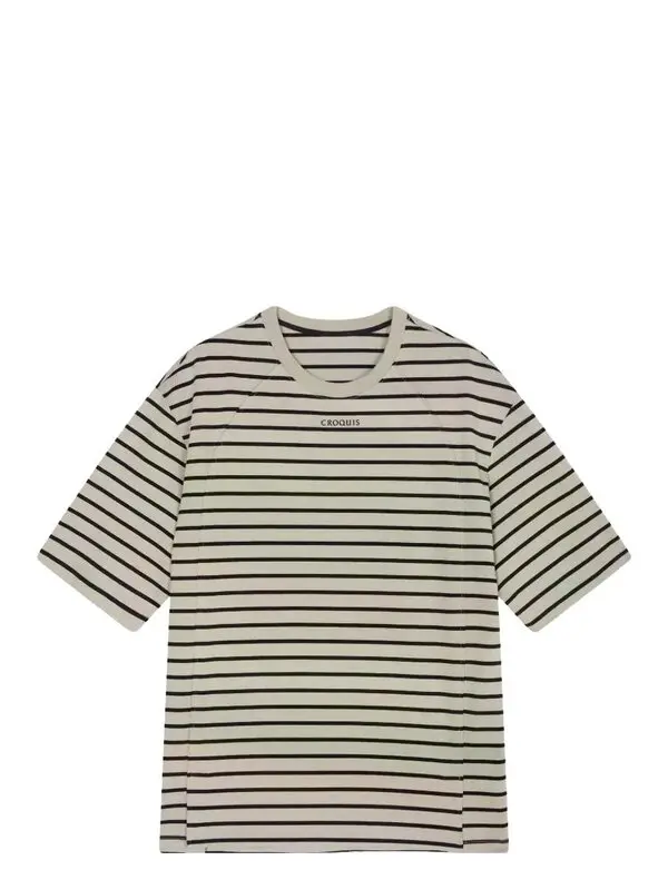 CROQUIS Logo-detail Striped T-shirt - Neutrals
