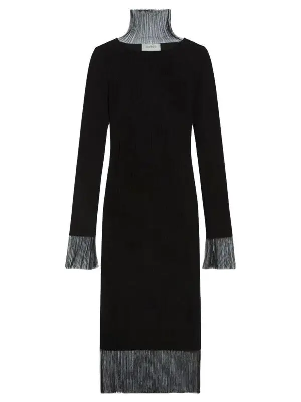 Sportmax Fringed Roll-neck Midi Dress - Black