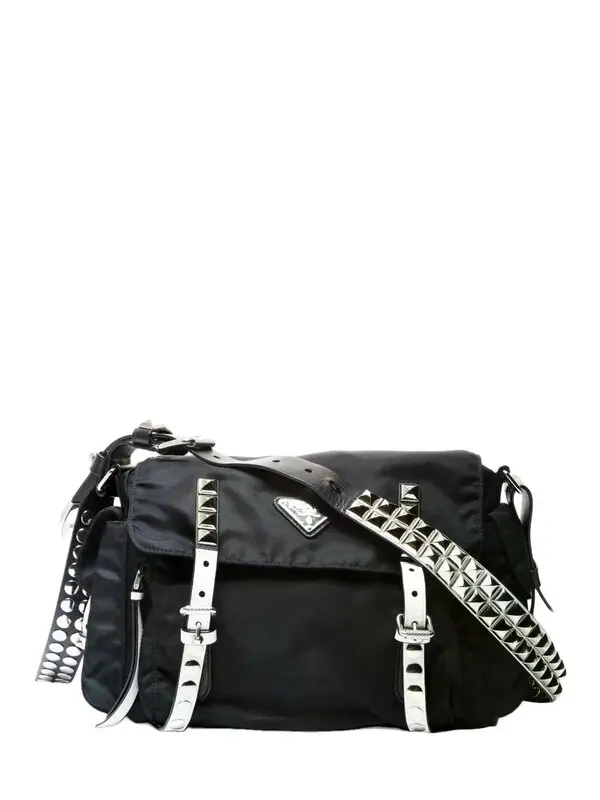 Prada 2010s Studded Shoulder Bag - Black
