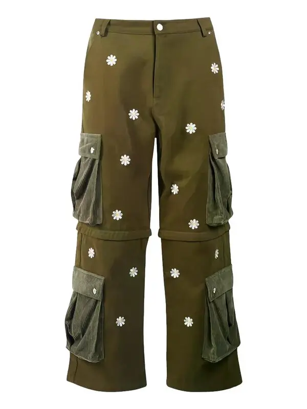 MAISON HIDEOUT Detachable Floral Cargo Trousers - Green