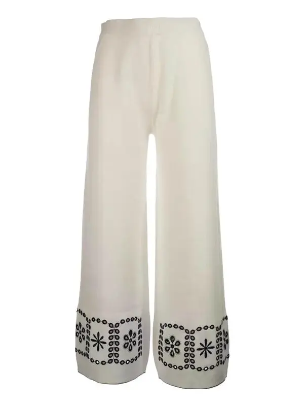Paul Smith Embroidered Wide-leg Trousers - White