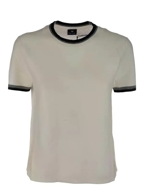 Paul Smith Ribbed-trim Knitted T-shirt - White