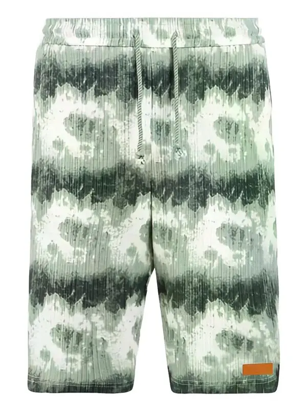 MAISON HIDEOUT Cloud Pattern Drawstring Shorts - Green