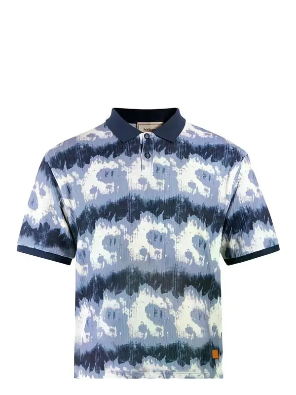 MAISON HIDEOUT Pattern Short-sleeve Polo Shirt - Blue