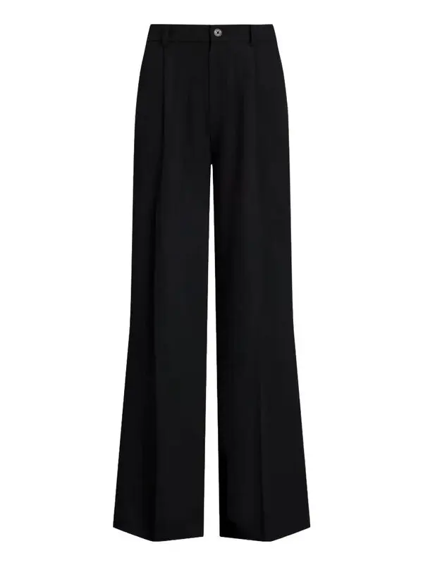 Ralph Lauren Georgette Pleated Wide-leg Trousers - Black