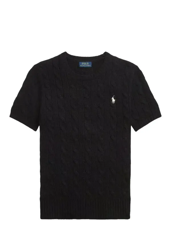 Polo Ralph Lauren Cable-knit Logo T-shirt - Black
