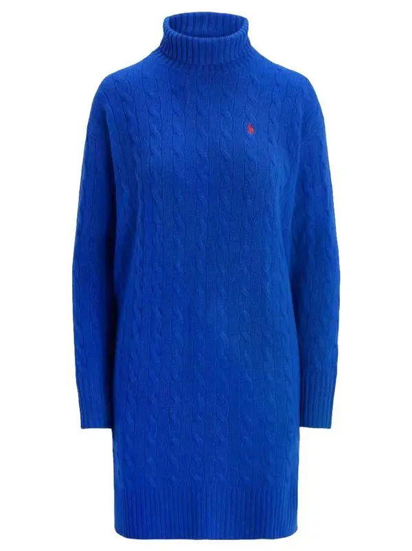 Polo Ralph Lauren Cable-knit Roll-neck Mini Dress - Blue