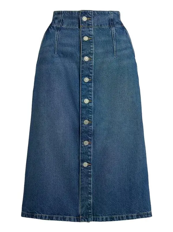 Polo Ralph Lauren Buttoned A-line Midi Skirt - Blue