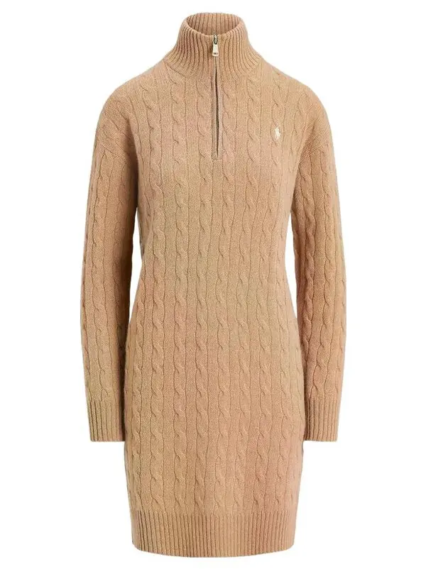 Polo Ralph Lauren Cable-knit Zip-neck Mini Dress - Neutrals
