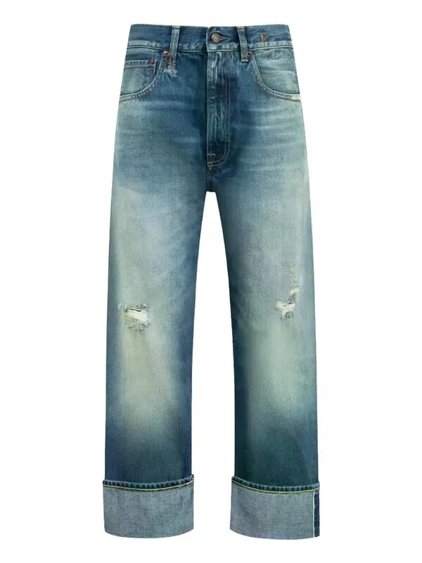 R13 Cuffed Distressed Jeans - Blue