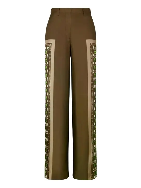 Tory Burch Chocolate Pomegranate Print Satin Pants - Brown