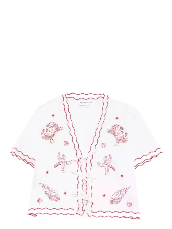 Maison Labiche Veneur Scalloped Embroidered Blouse - White