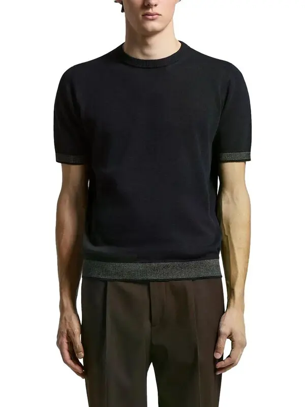 Peserico Ribbed Trim T-shirt - Blue