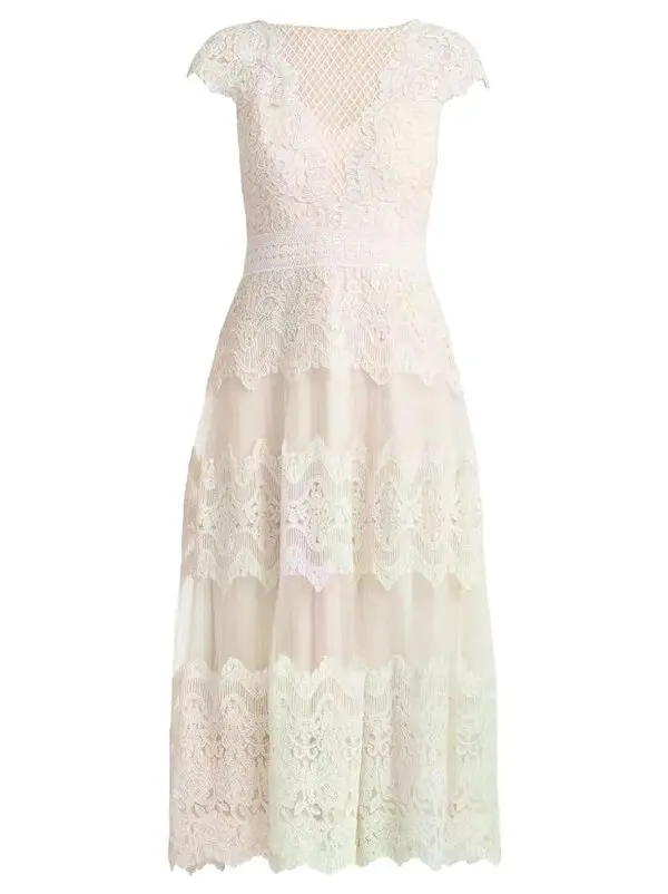 Tadashi Shoji Lace Tiered Dress - White