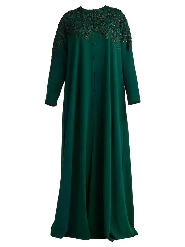 Tadashi Shoji Floral Appliqué Button-up Dress - Green