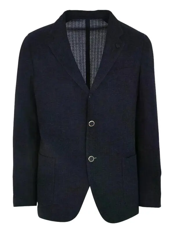 LARDINI Twobutton Liknit Jacket - Blue
