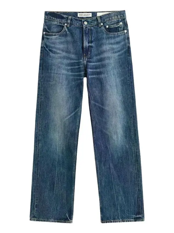 Our Legacy Carlson Cut Faded Denim Trousers - Blue