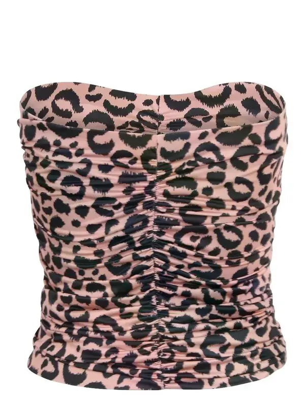 Essentiel Antwerp Gathered Animal-print Top - Pink