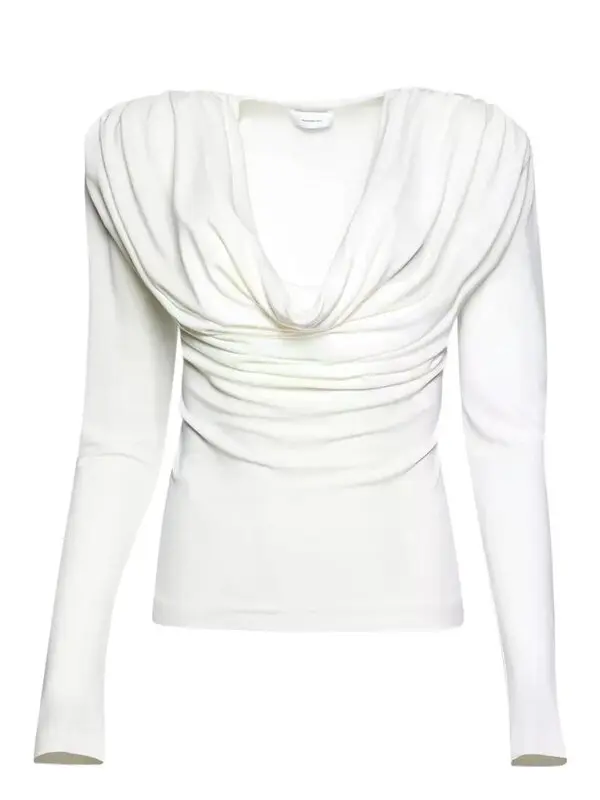 Wardrobe.NYC Cowl-neck Long-sleeve Top - Neutrals