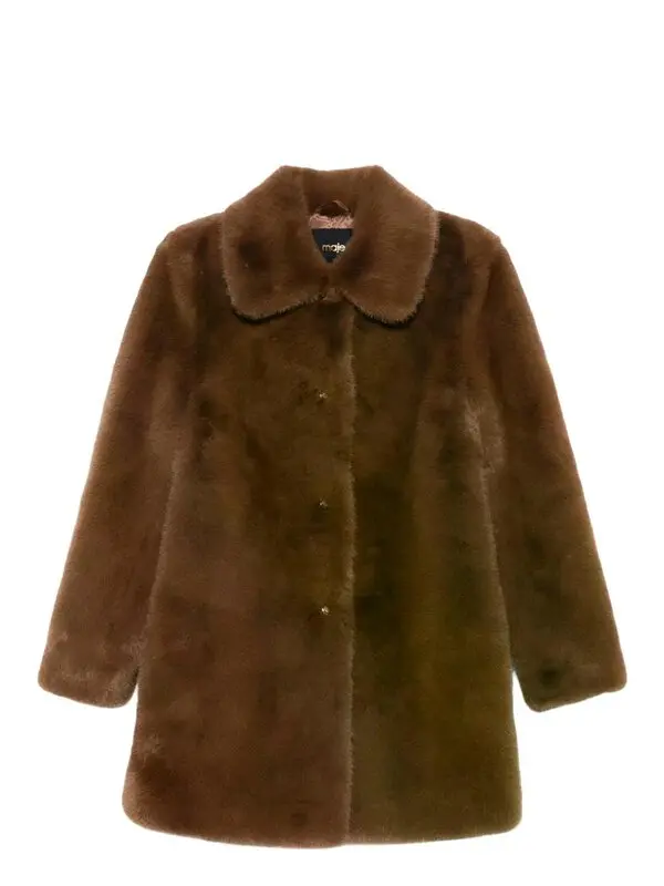 Maje Faux-fur Buttoned Coat - Brown