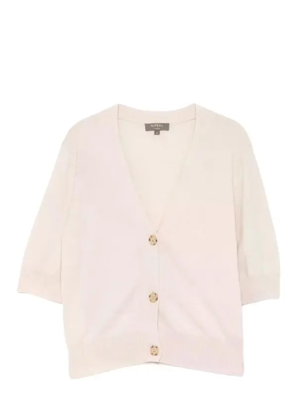 N.peal Short-sleeved Cardigan - Neutrals