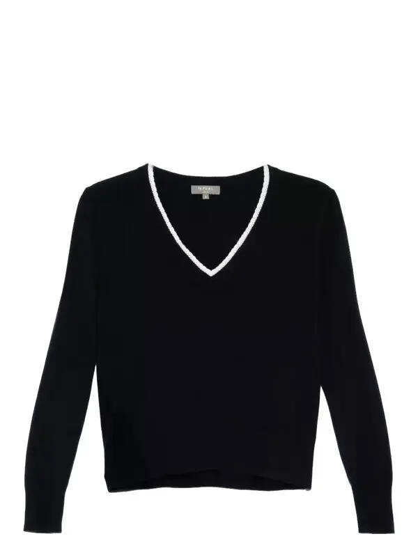 N.peal Lace-trimmed V-neck Jumper - Blue