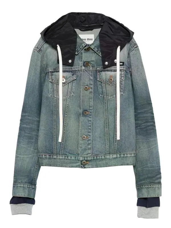 Miu Miu Hooded Denim Jacket - Blue