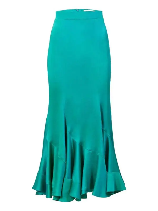 Silvia Tcherassi Marlene Ruffled Midi Skirt - Green