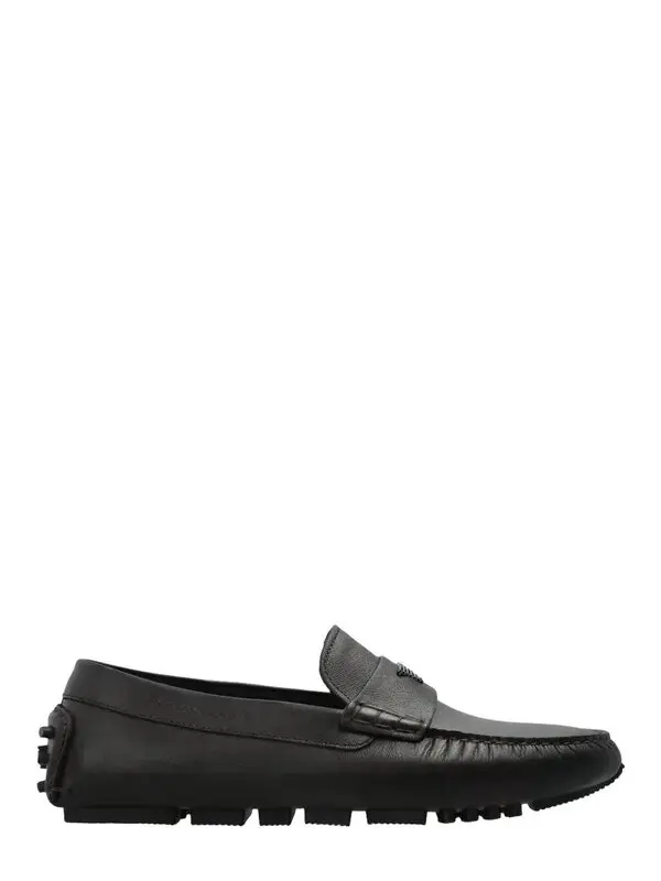 Emporio Armani Logo-appliqué Leather Loafers - Brown