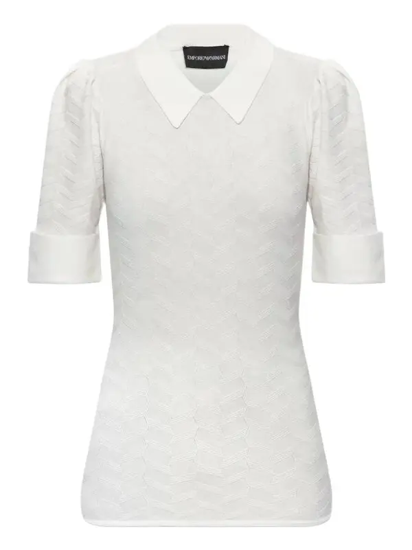 Emporio Armani Collared Pattern Sweater - White