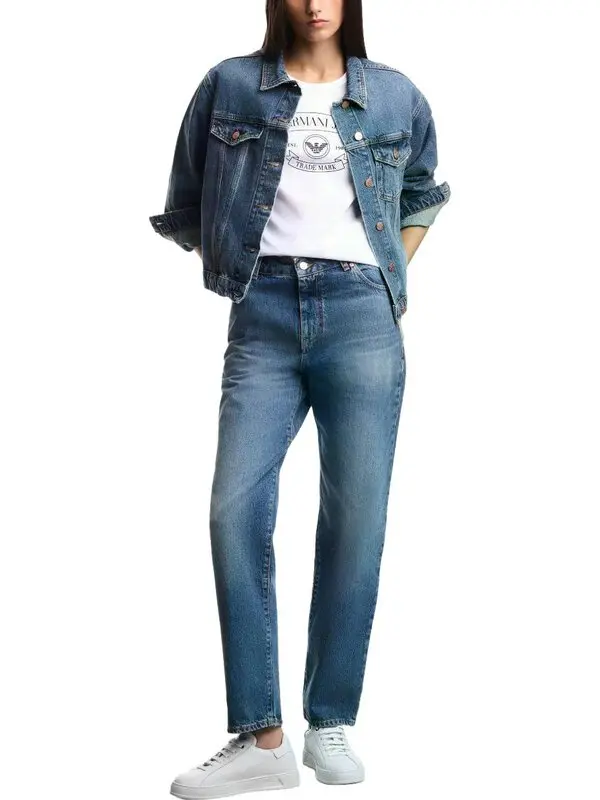Emporio Armani Cotton Straight-leg Jeans With Pockets - Blue