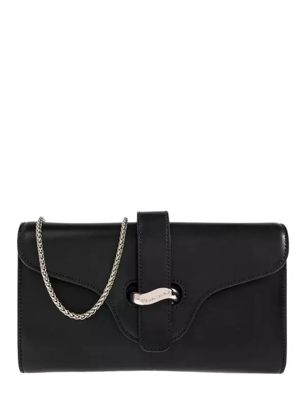 Emporio Armani Leather Wallet With Chain Strap - Black