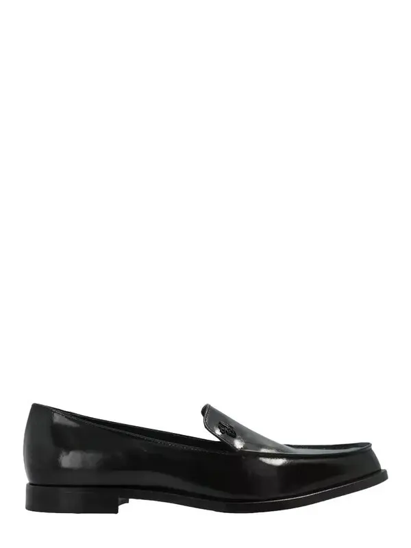 Emporio Armani Icon Logo Detail Leather Loafers - Black