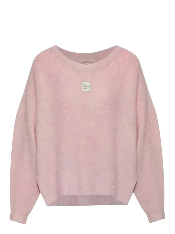American Vintage Round Neck Badge Sweater - Pink