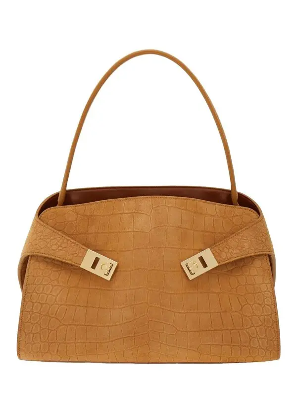 FERRAGAMO Hug Small Leather Tote Bag - Beige