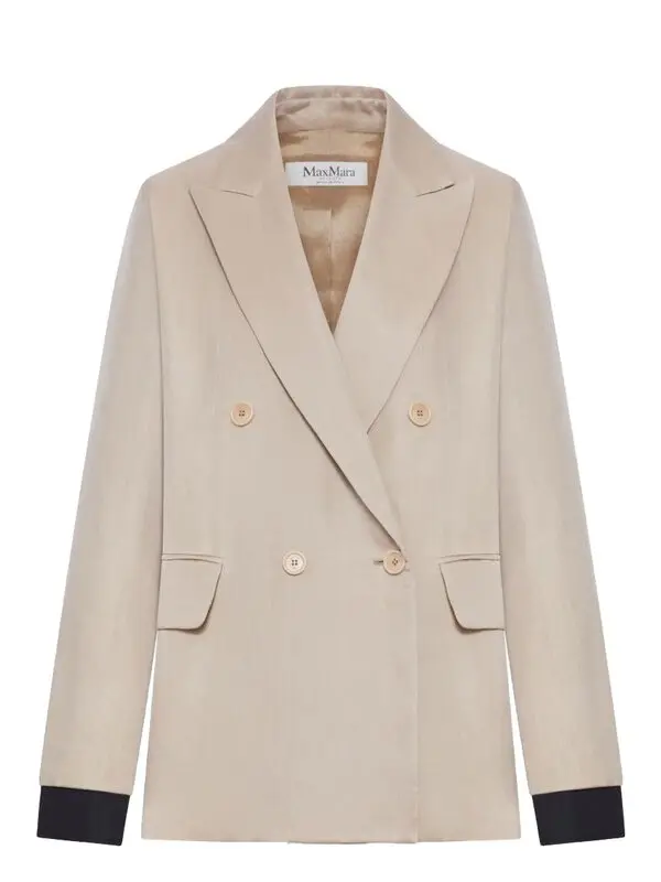 Max Mara Silk Double-breasted Jacket - Beige