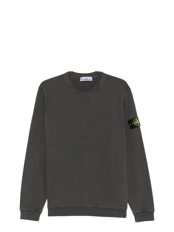 Stone Island Logo Cotton Crewneck Sweatshirt - Grey