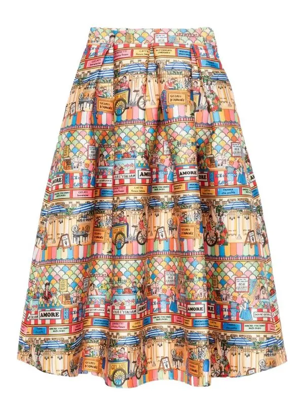 ALESSANDRO ENRIQUEZ Printed Midi Skirt - Multi