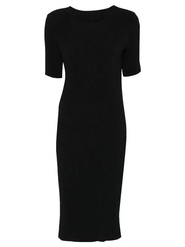 Issey Miyake Pleated Midi Dress - Black