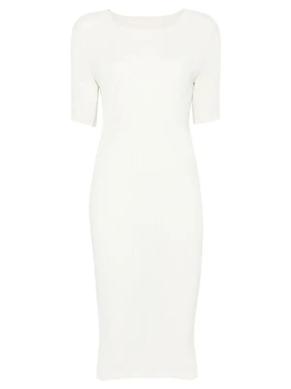 Issey Miyake Pleated Midi Dress - White