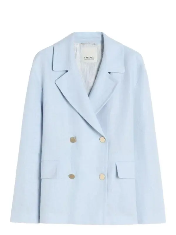 Max Mara Linen Double-breasted Jacket - Sky Blue