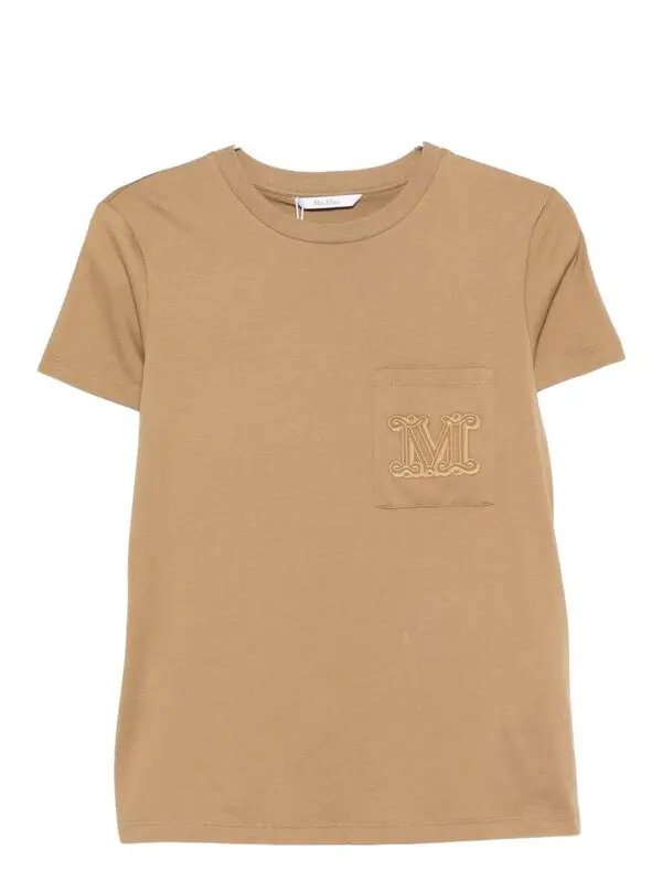 Max Mara Logo Cotton T-shirt - Beige