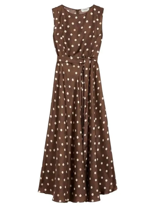 Max Mara Printed Silk Dress - Brown