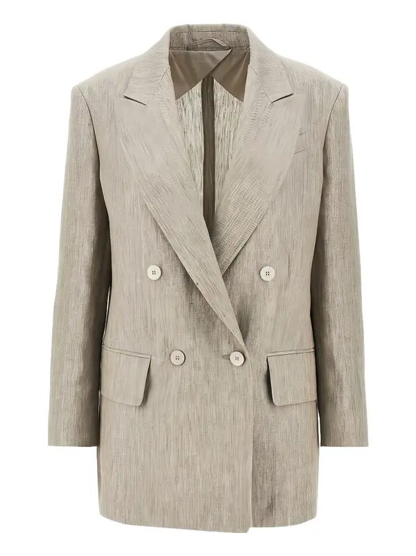Max Mara Linen Double-breasted Jacket - Beige