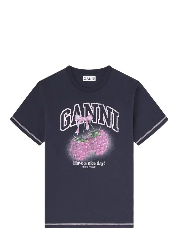 GANNI Cotton T-shirt - Black