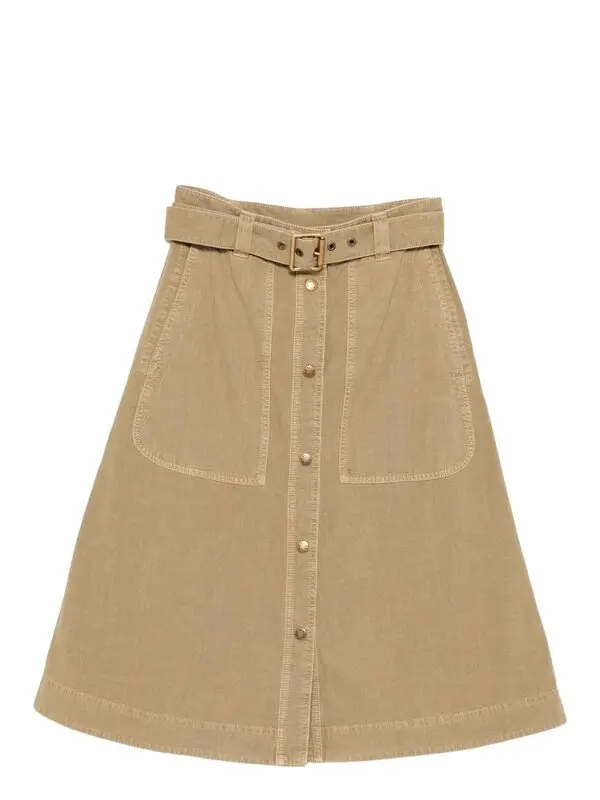 Moncler Cotton Long A-line Skirt - Beige