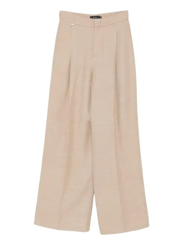 FAY Cotton Wide Leg Trousers - Brown