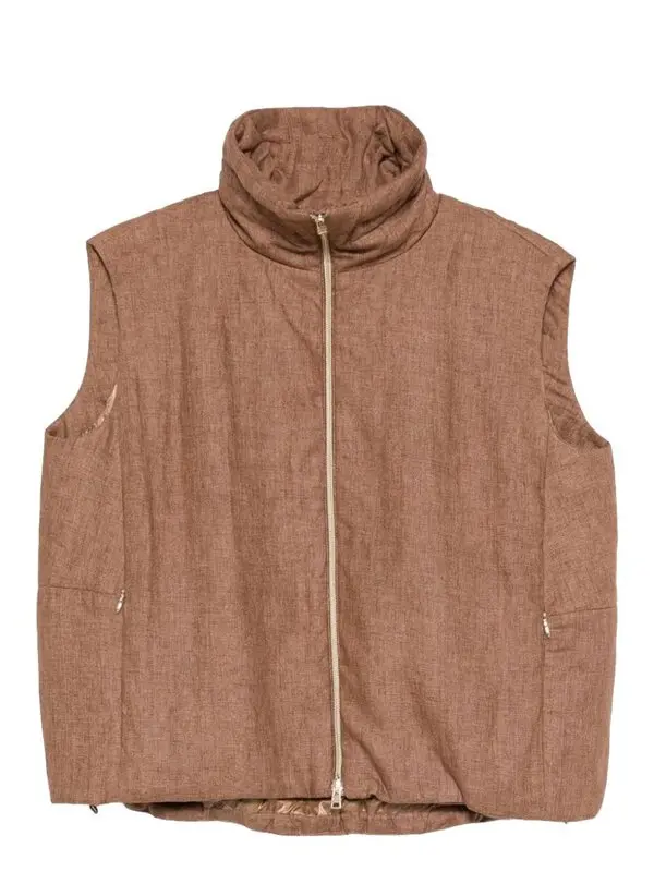 Herno Nylon Zipped Vest - Brown
