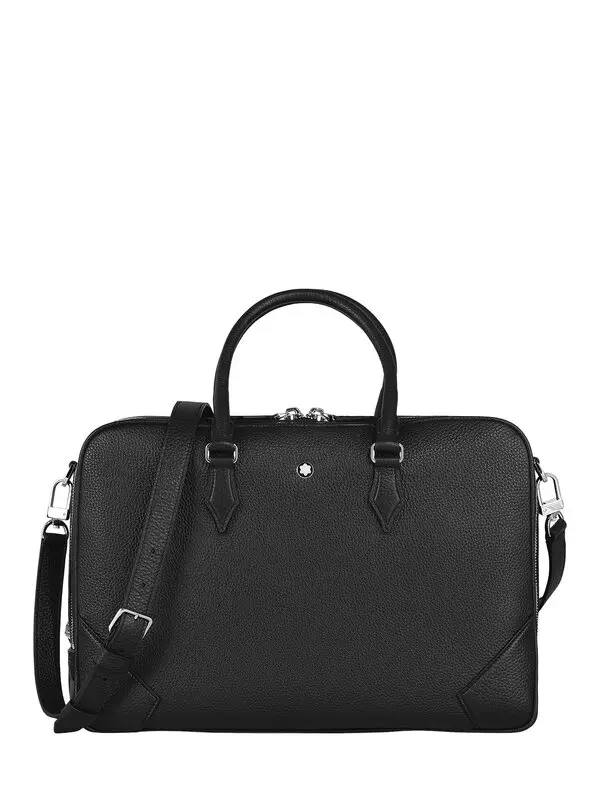 Montblanc Large Briefcase In Grain Leather - Black