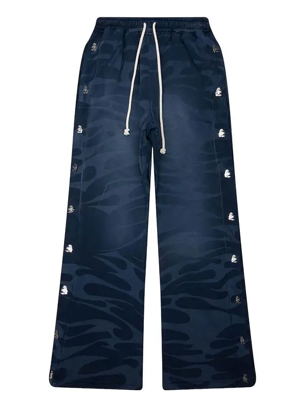 HELLSTAR Snap Sweatpants With Flame Detailing - Blue